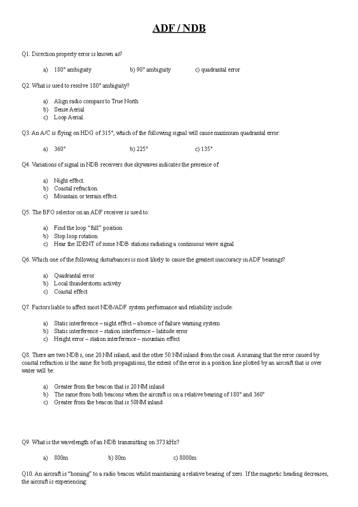 2. ADF & NDB: Understanding Direction Errors and Performance Factors ...