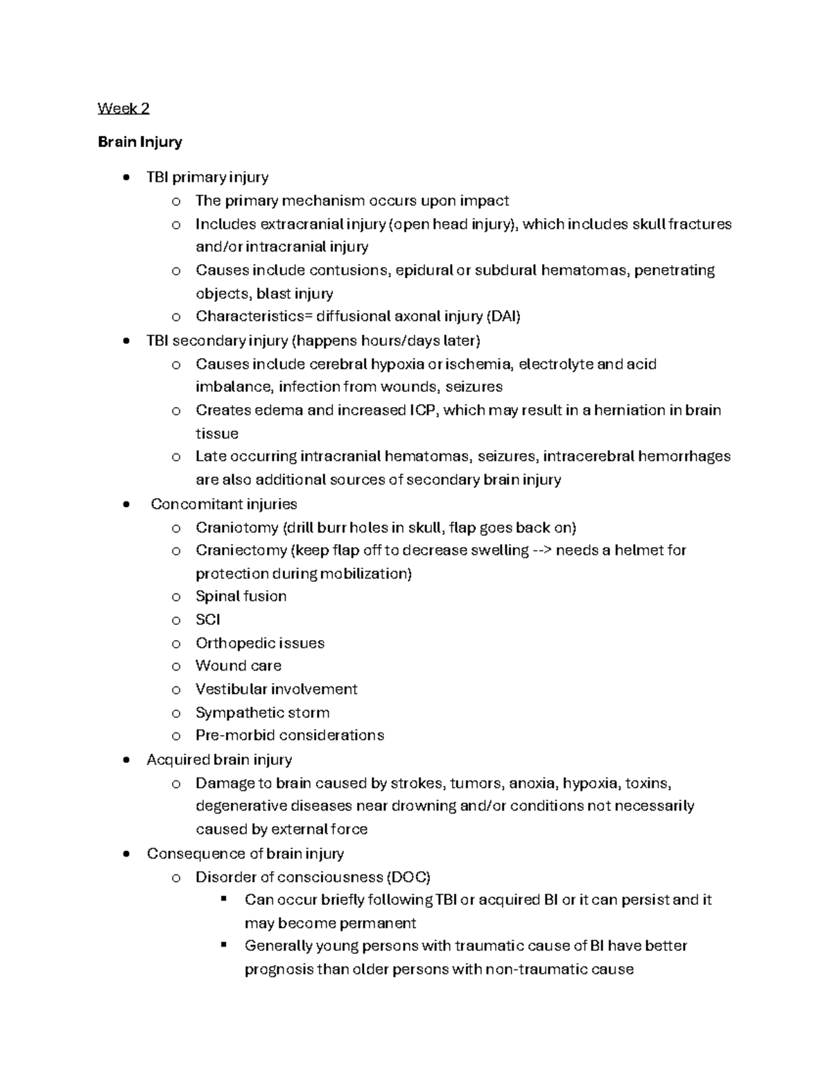 Physical Therapy Approaches for TBI Management (PT 504) - Studocu