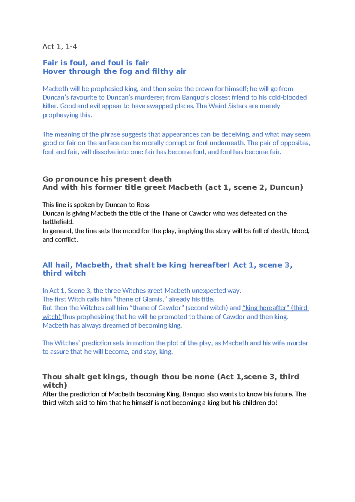 Macbeth (ENG 101): Analyzing Themes of Ambition and Morality in Act 1 ...