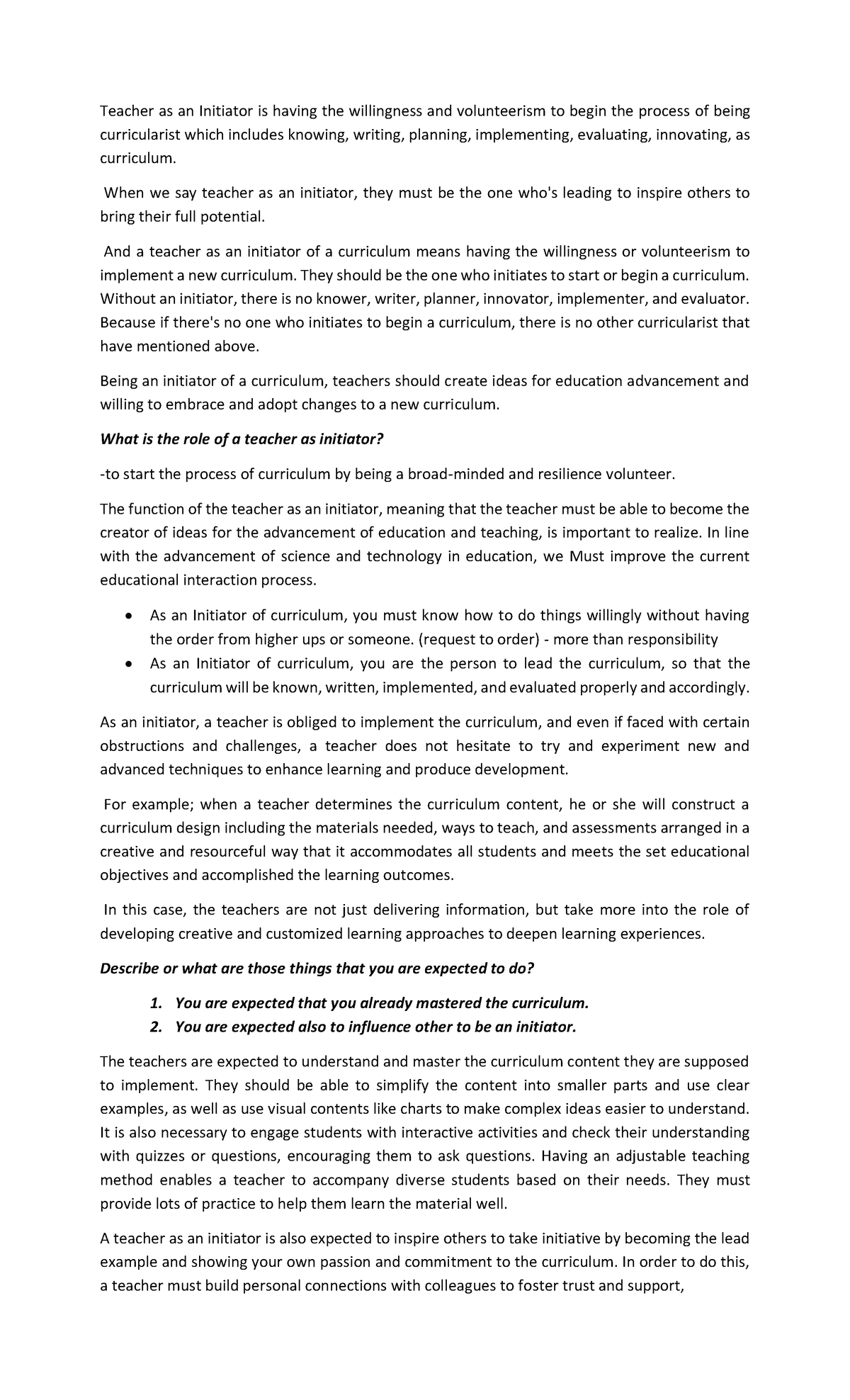 Teacher as Initiator: Role in Curriculum Development & Implementation ...