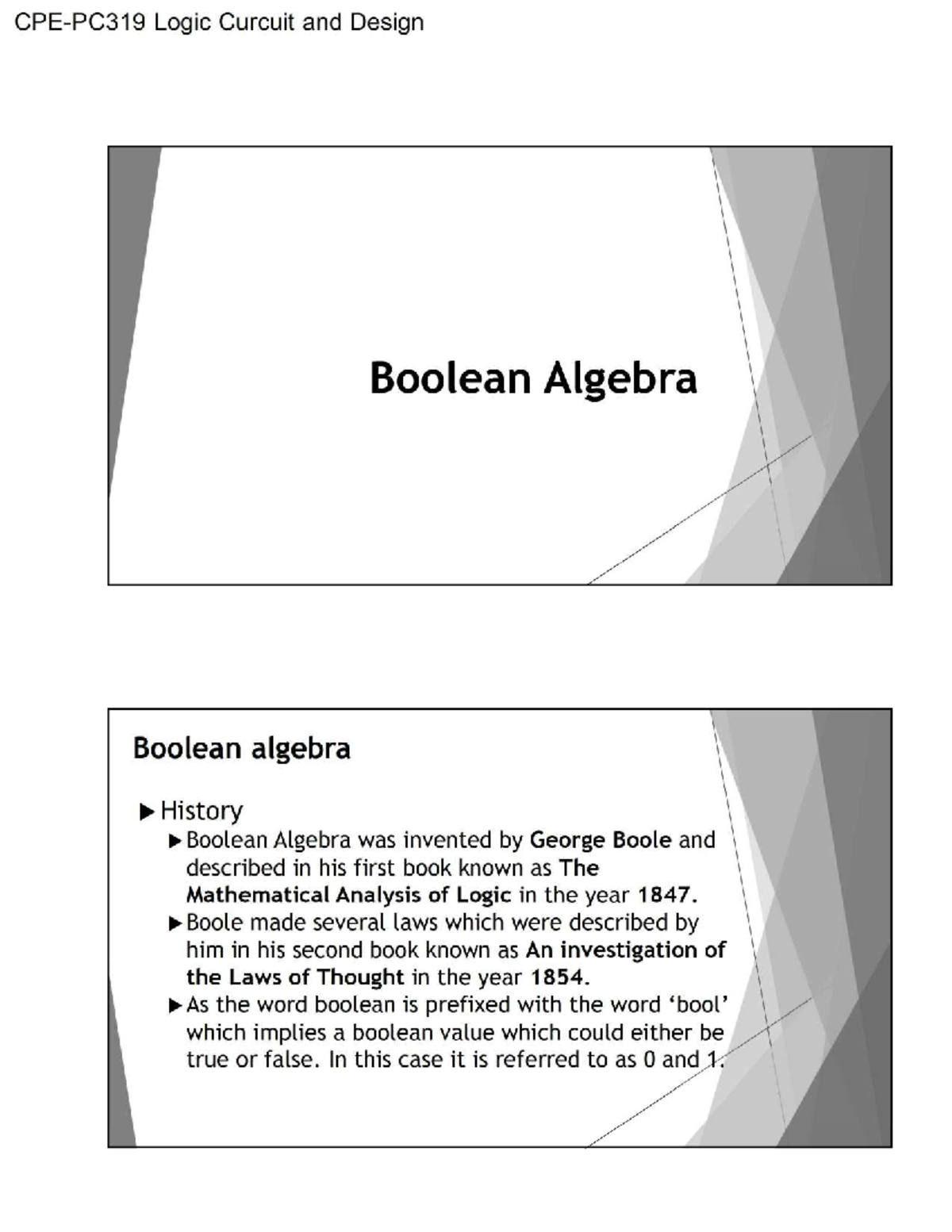 Logic Circuit Design: Understanding Boolean Algebra (03B) - Studocu