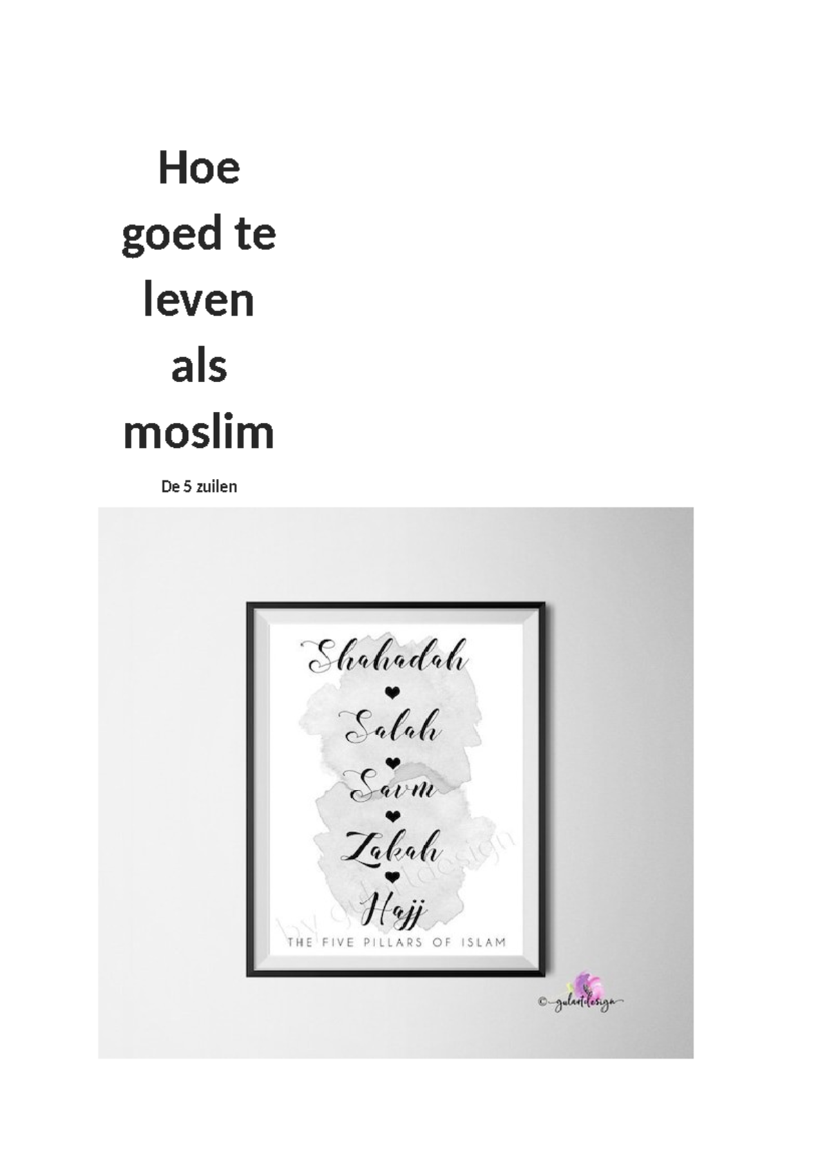 H5C - Opdracht: Leefregels van de Islam en de 5 Zuilen - Studeersnel