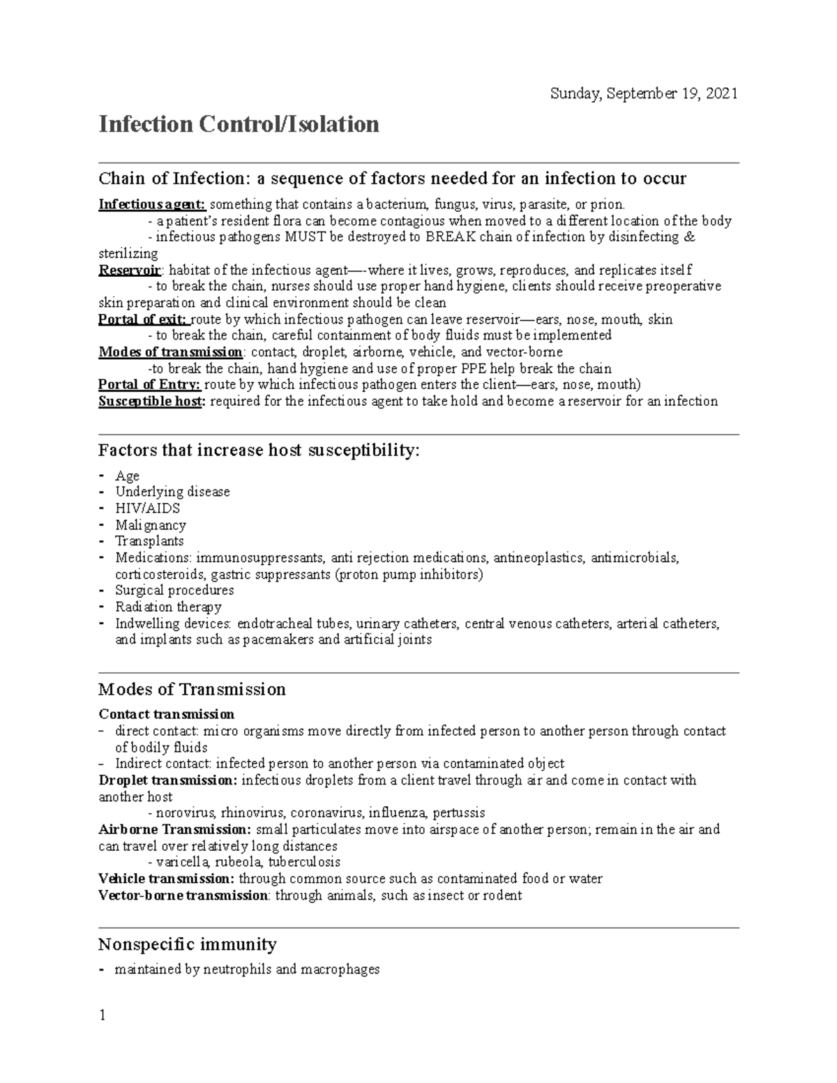 Chapter 19 - Infection Control & Isolation Measures - Studocu