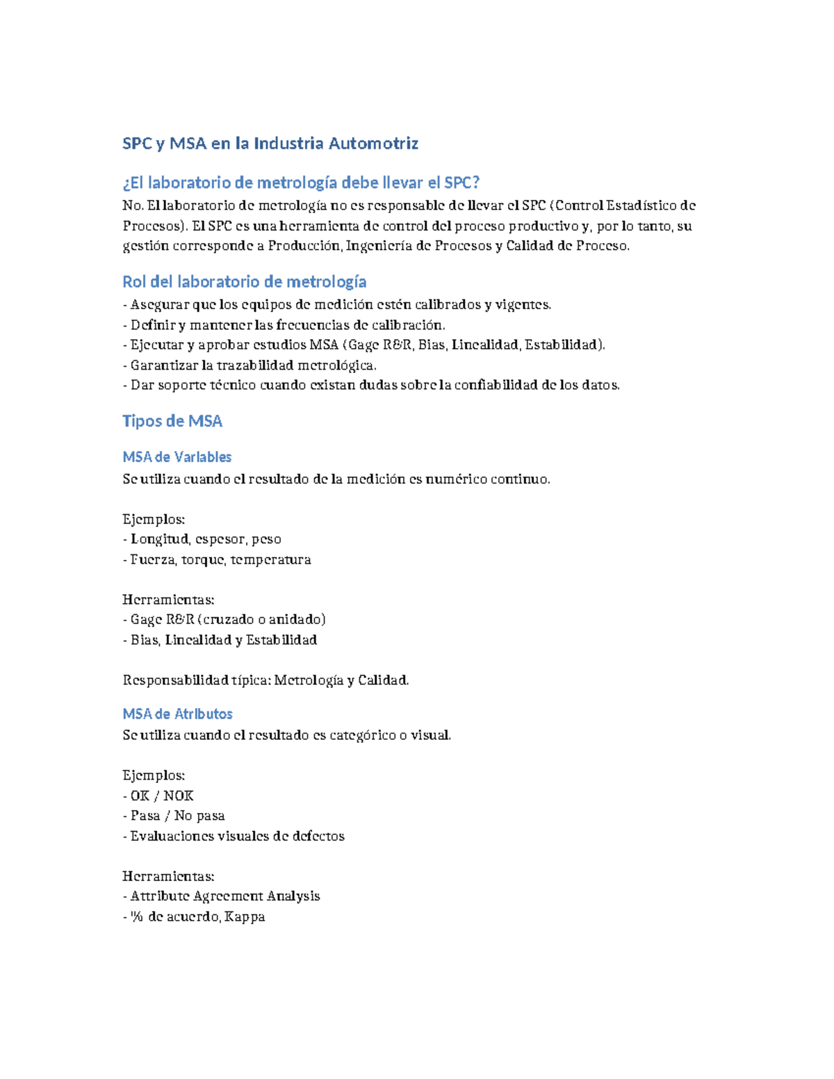 SPC y MSA en la Industria Automotriz: Rol del Laboratorio de Metrología ...