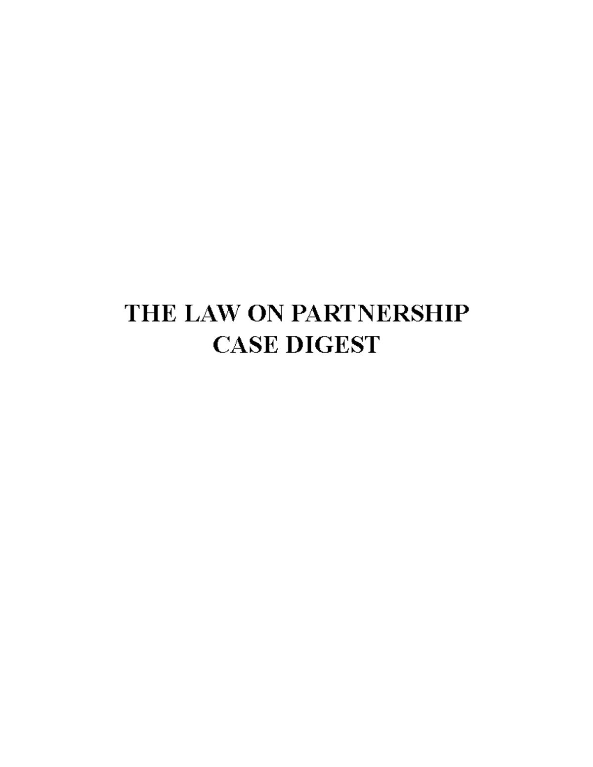Partnership Law Case Digest Compilation: Key Decisions and Rulings ...