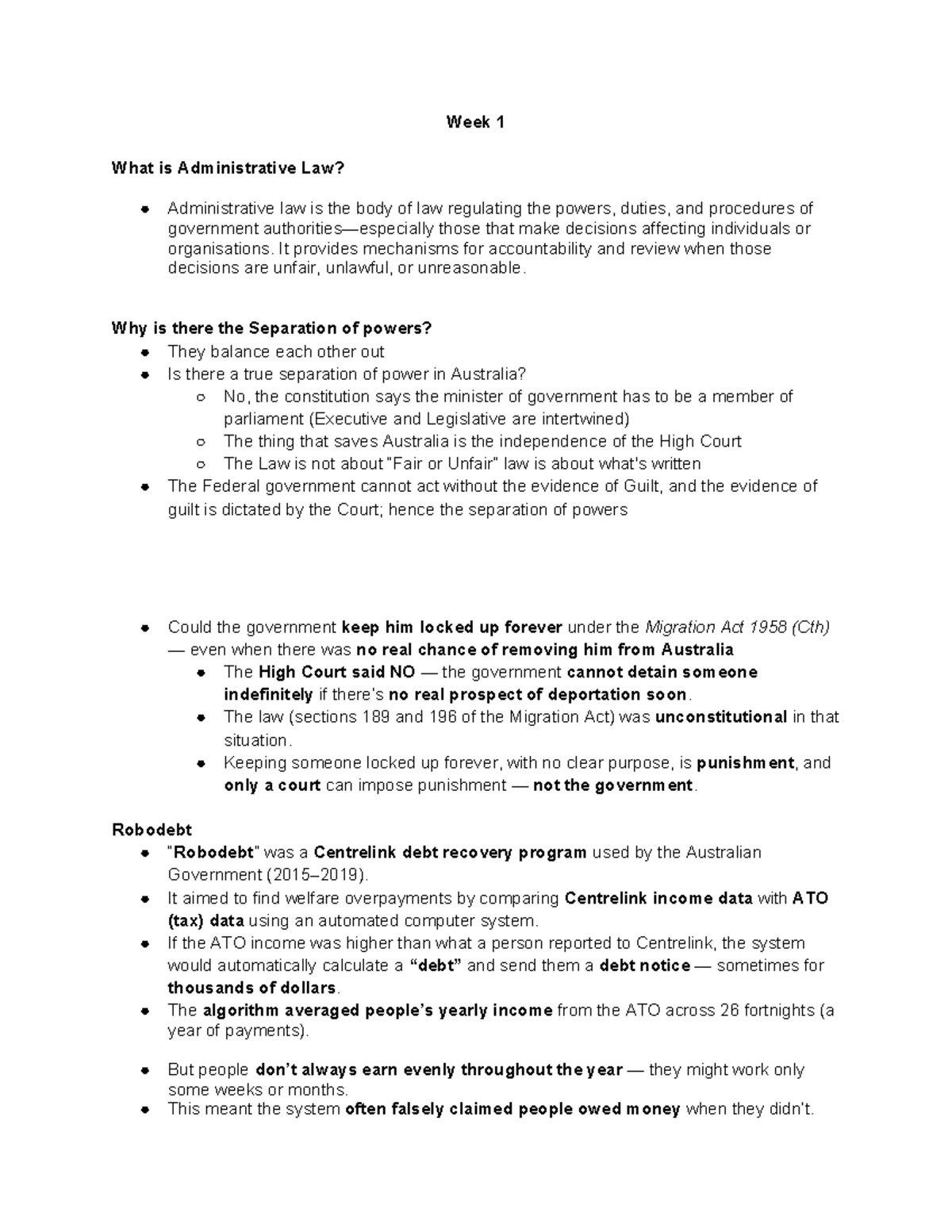 Administrative Law Week 1: Understanding Powers & Separation in ...