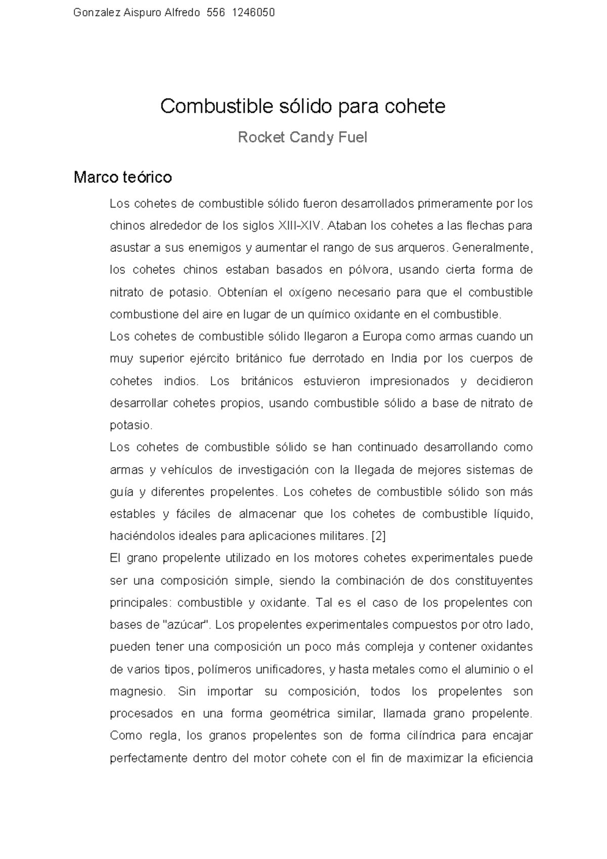 Práctica 3: Combustible Candy para Cohetes - Gonzalez Aispuro 556 - Studocu