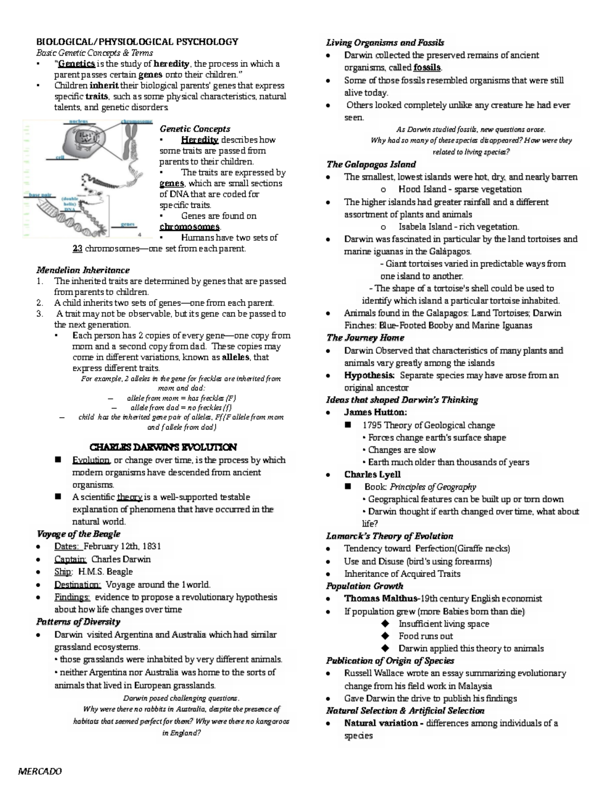PSY 101 Biopsychology: Basic Genetic Concepts and Evolution - Studocu