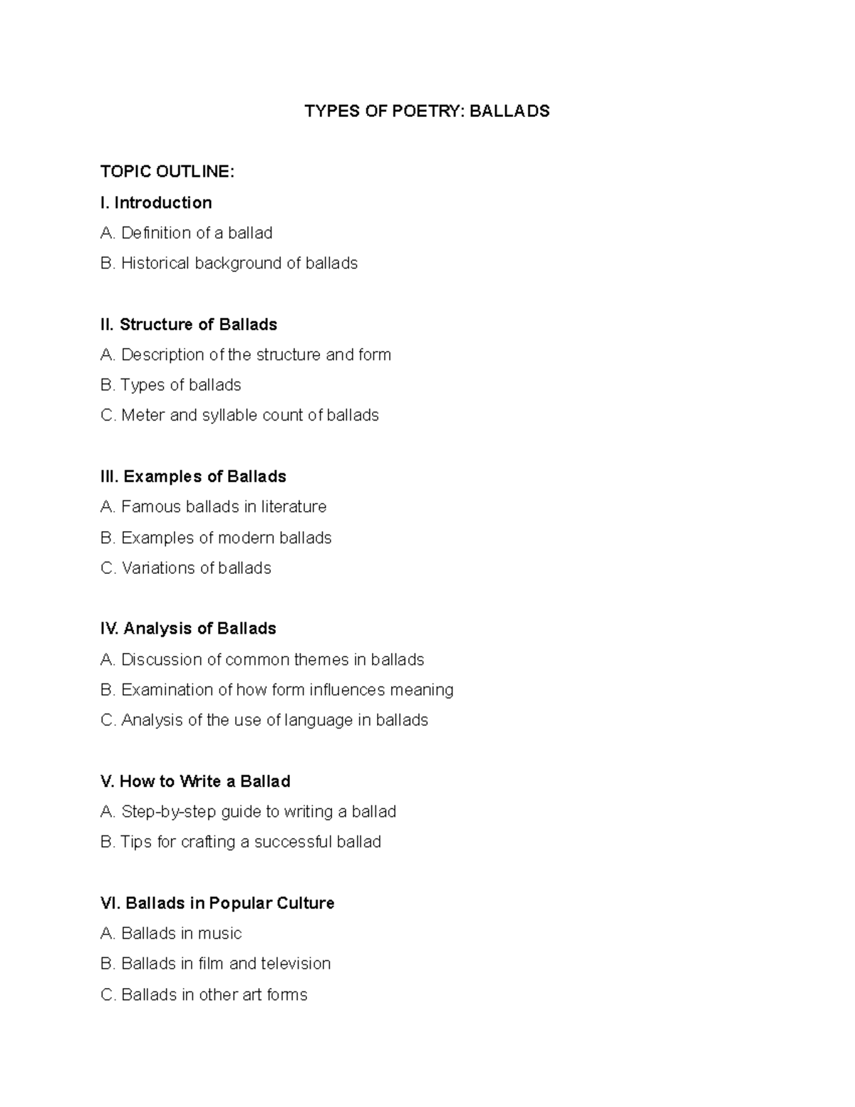 ENG 101: Poetry Types - Exploring Ballads in Literature and Culture ...