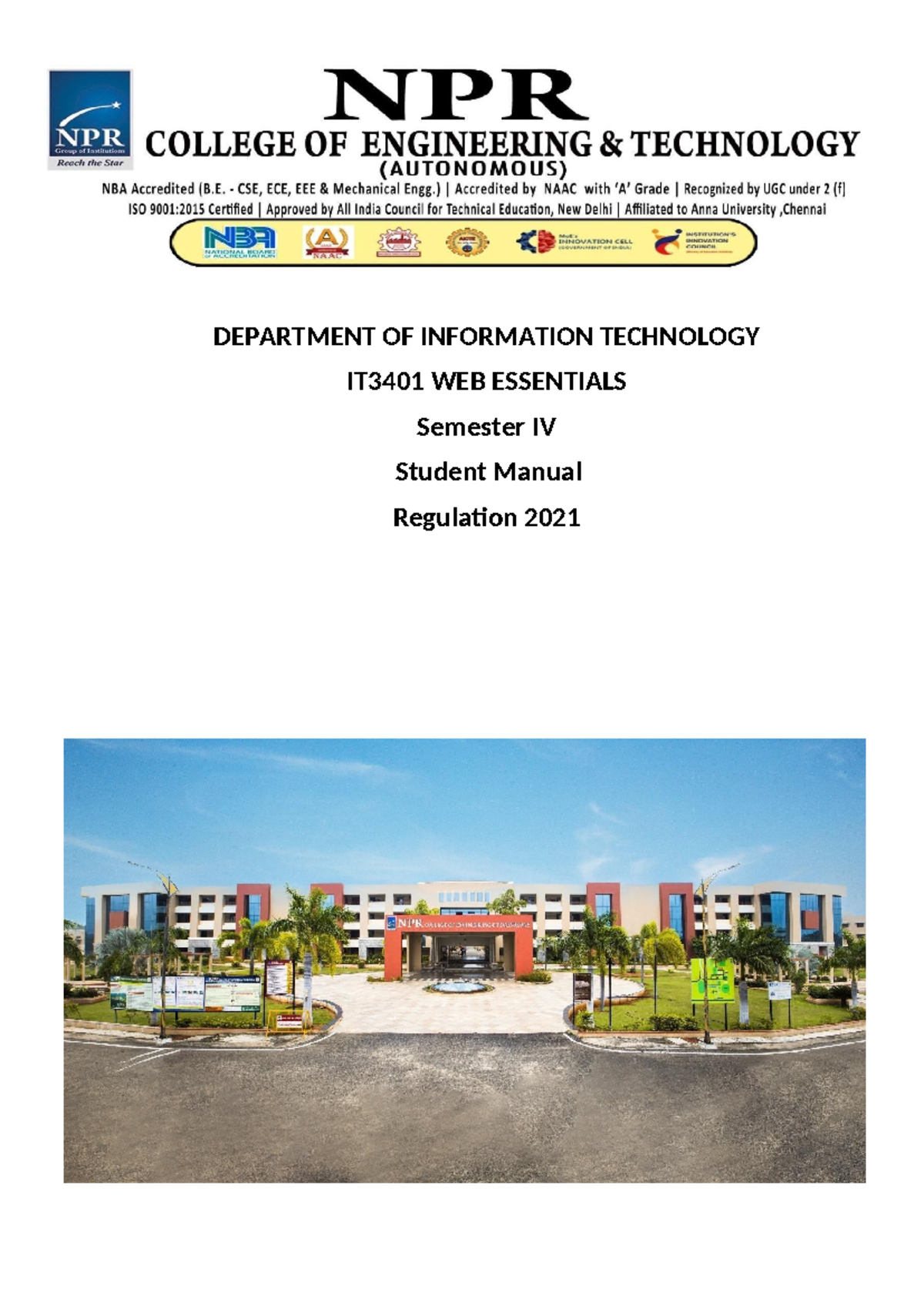 IT3401 Web Essentials Lab Student Manual & Experiment Guide - Studocu