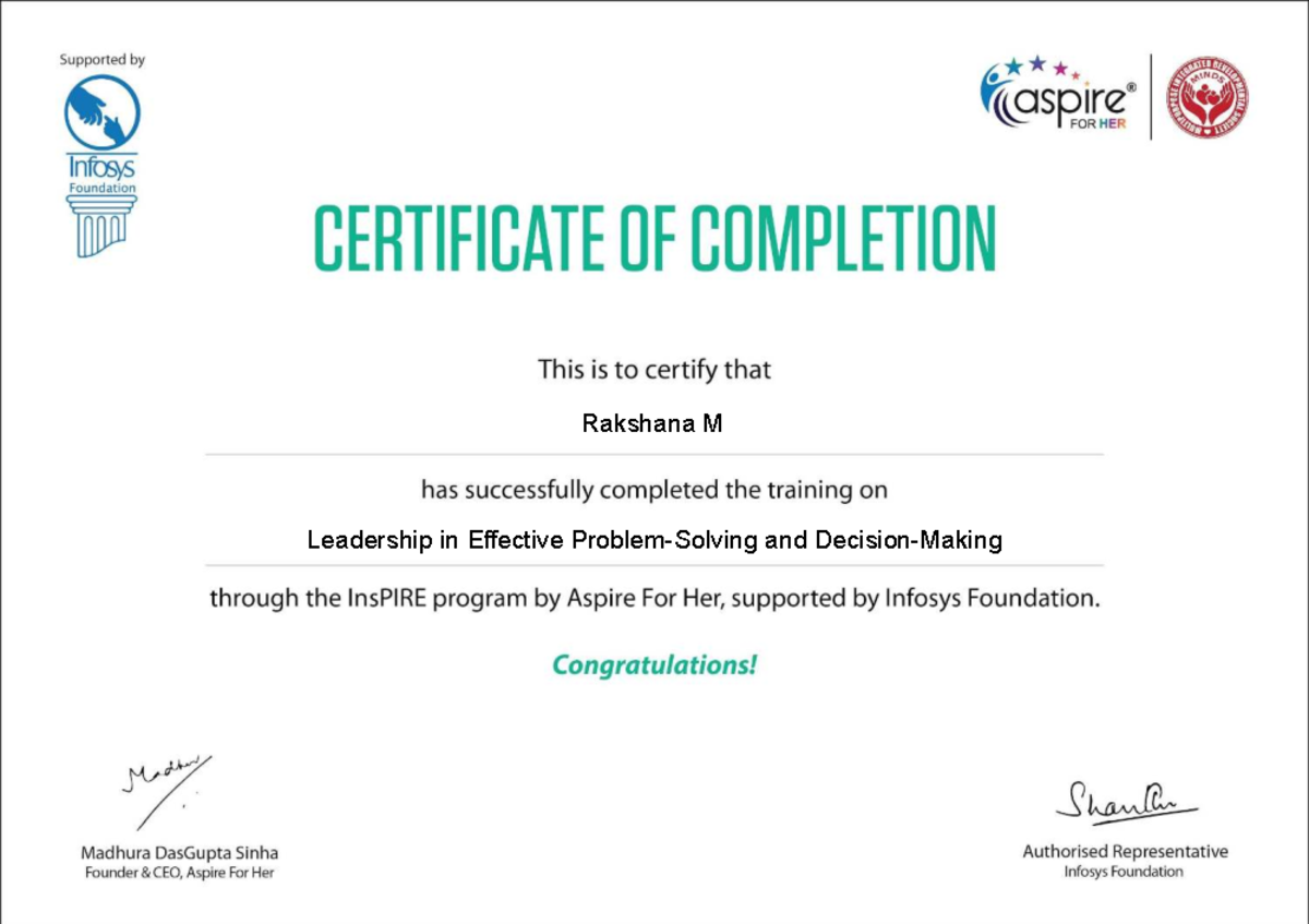 Leadership in Effective Problem-Solving: Certificate of Completion ...