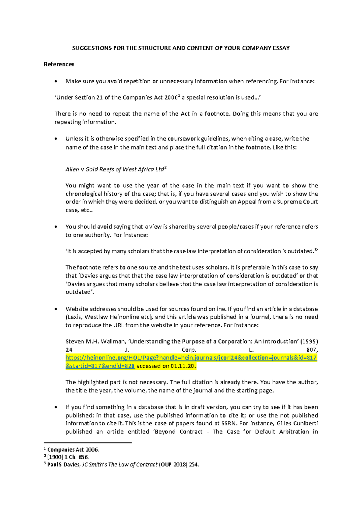Suggestions for Improving Your Company Law Essay (CL101) - Studocu