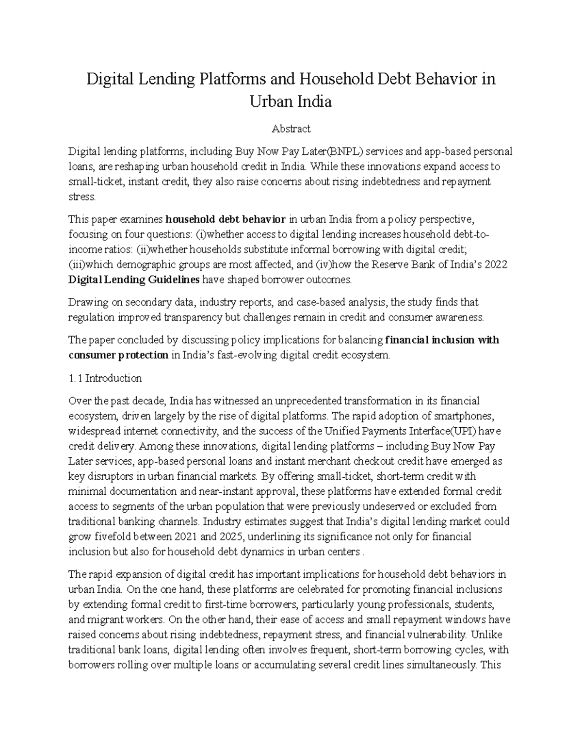 Digital Lending Platforms & Household Debt in Urban India: A Study ...