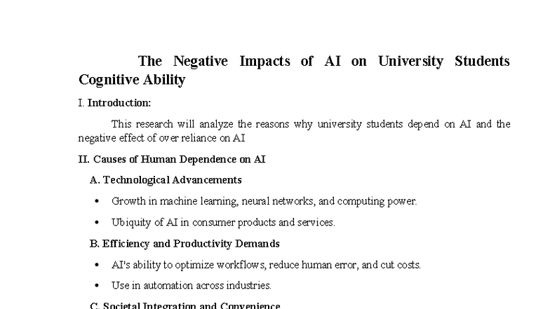 The Negative Impacts of AI on Cognitive Ability in University Students ...