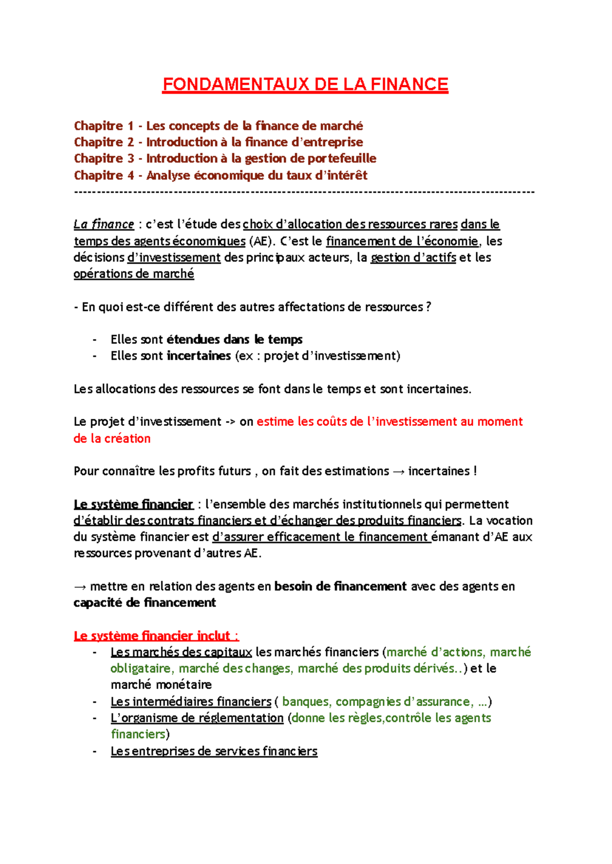 Cours finance L2 : Fondamentaux et Concepts de la Finance de Marché ...