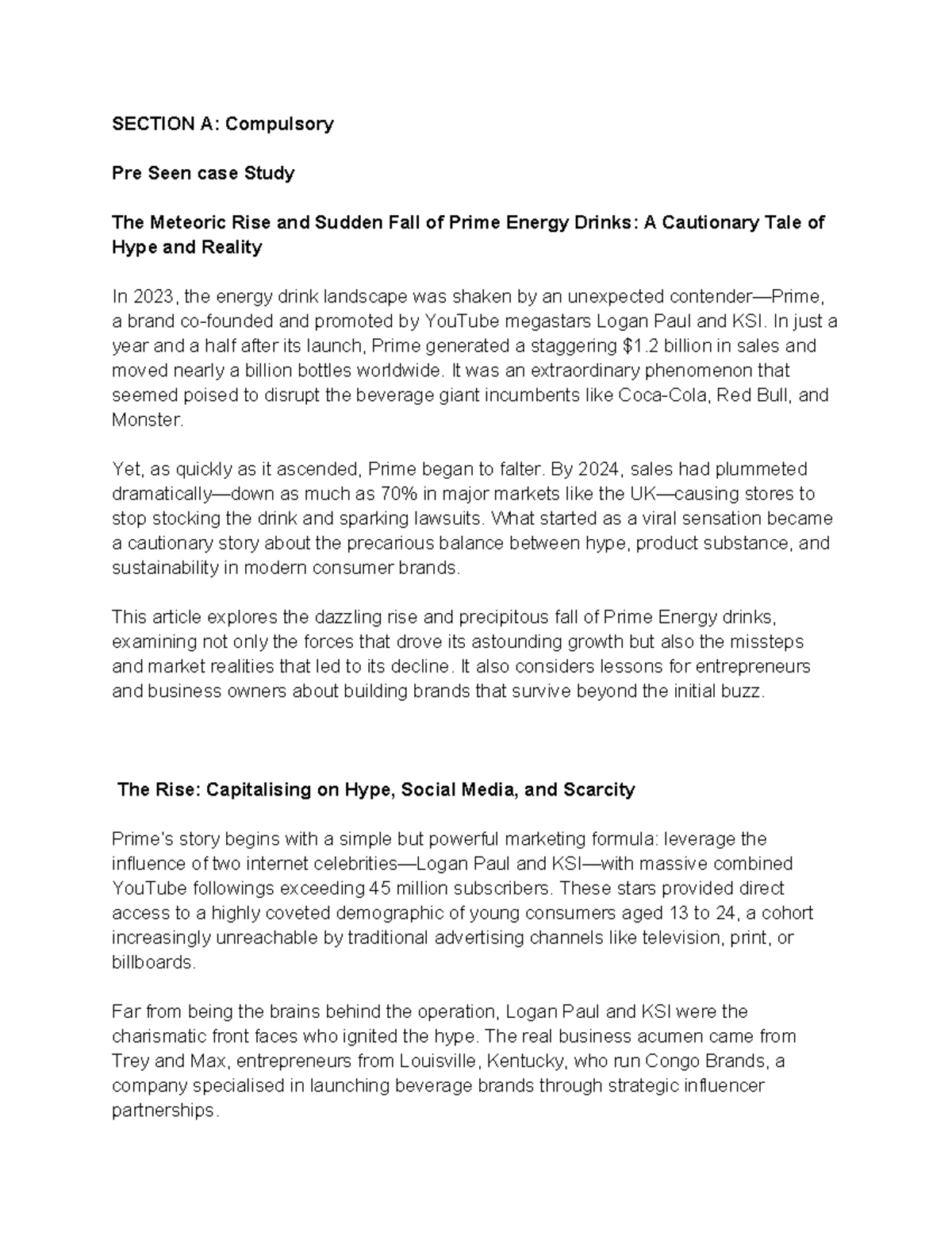 Pre Seen Case Study: The Rise and Fall of Prime Energy Drinks (Dec 2025 ...