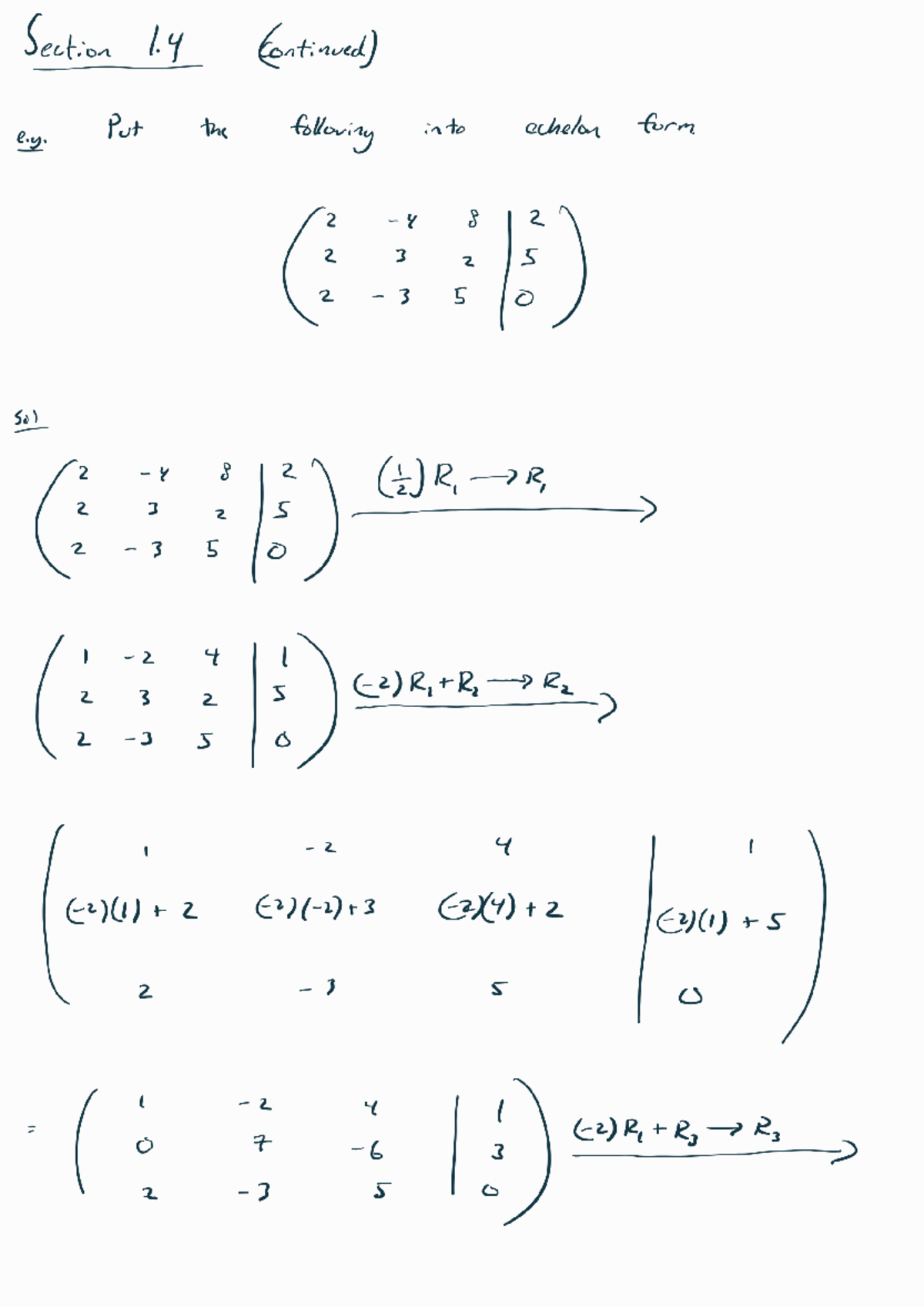 Section 1.4 Echelon Form Solutions and Linear Programming Concepts - Studocu