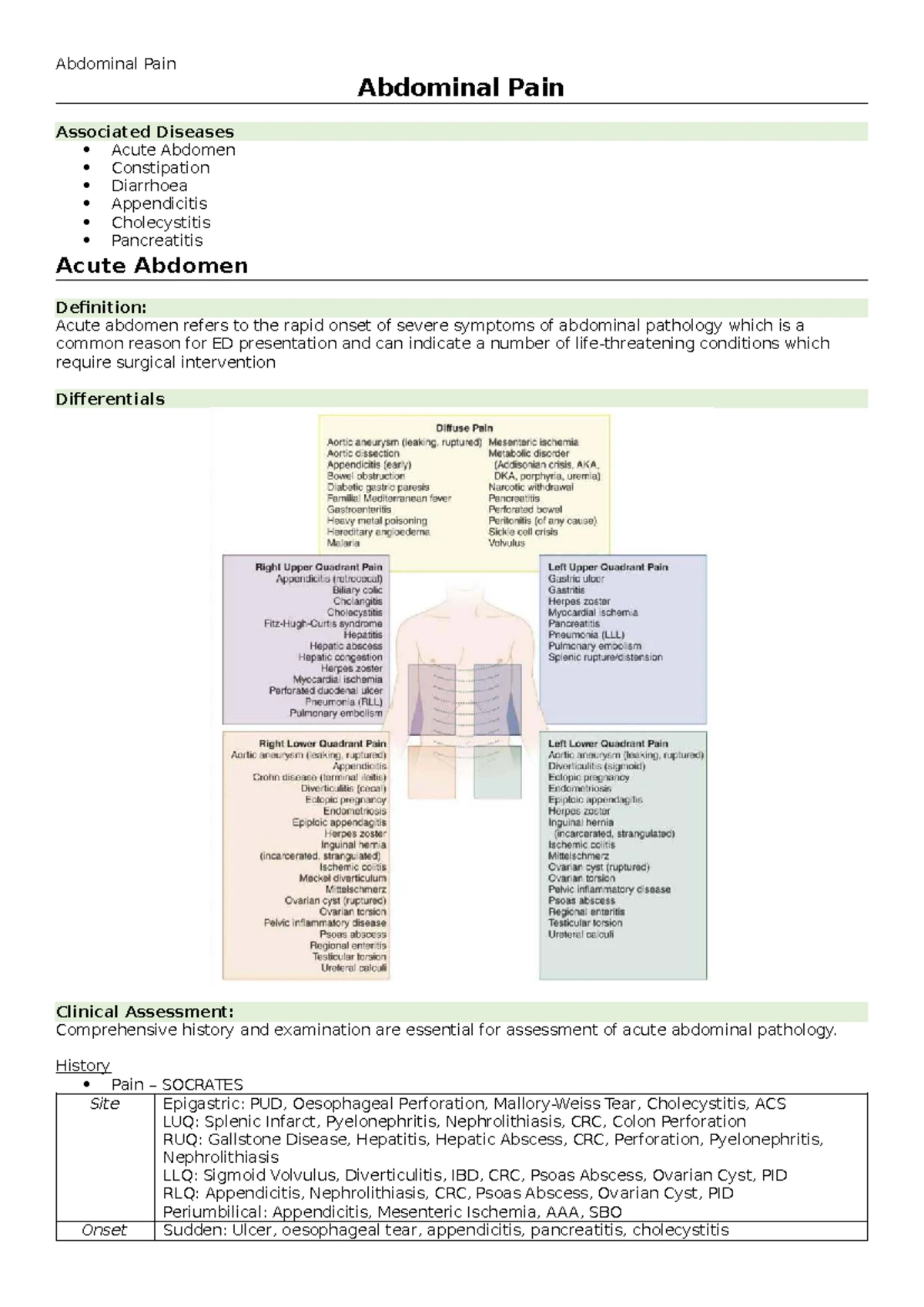 Abdominal Mass - Clinical Presentation & Associated Conditions - Studocu