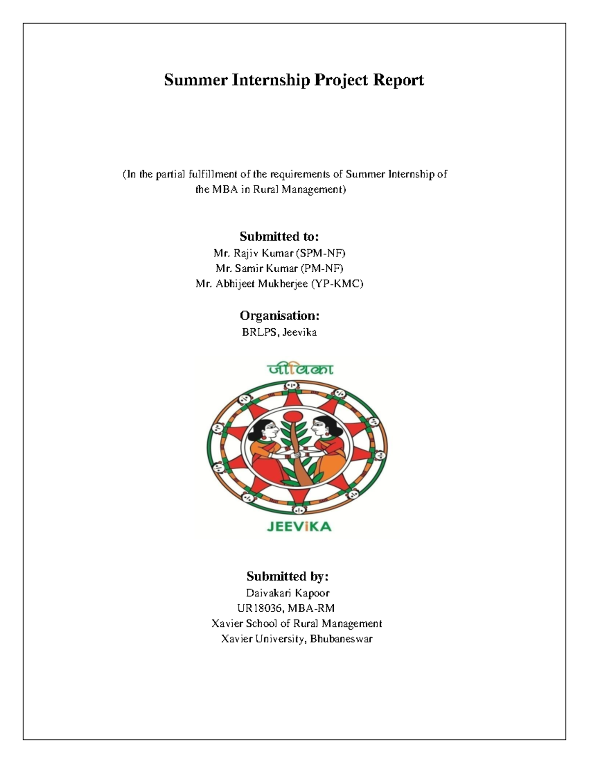 Summer internship project report - Summer Internship Project Report (In ...