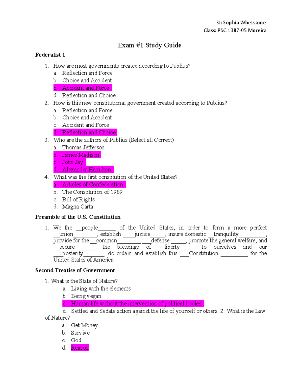 Exam #1 PSC 1387-05 Study Guide - Class: PSC 1387-05 Moreira Exam #1 ...