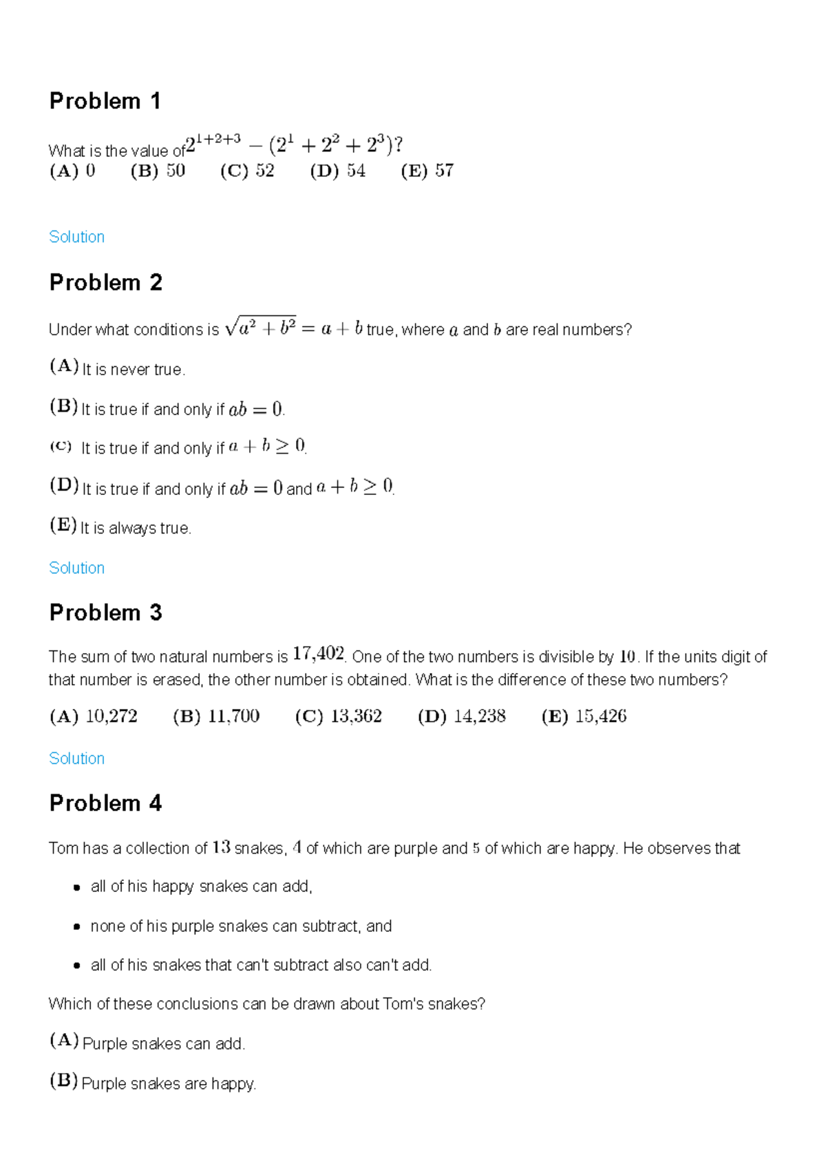 2021 AMC 12A Problem Set Solutions - Studocu