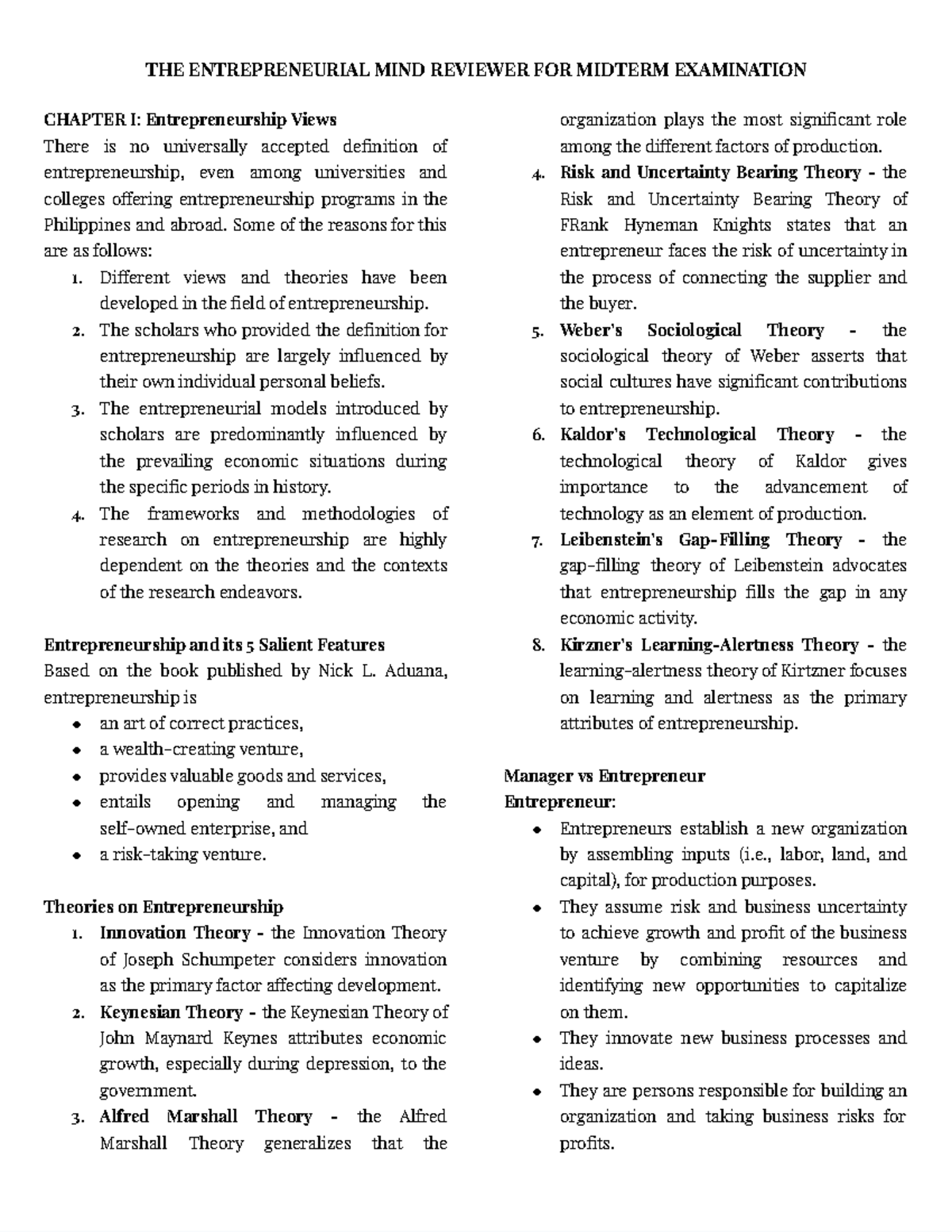 Entrepreneurship (ENTREP) Midterm Exam Reviewer Guide - Studocu