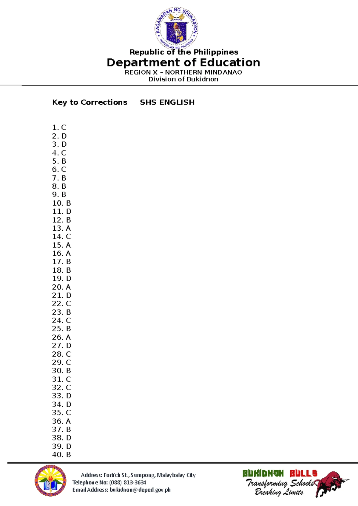 NAT Reviewer Answer KEY Filipino 12 - Republic of The Philippines ...