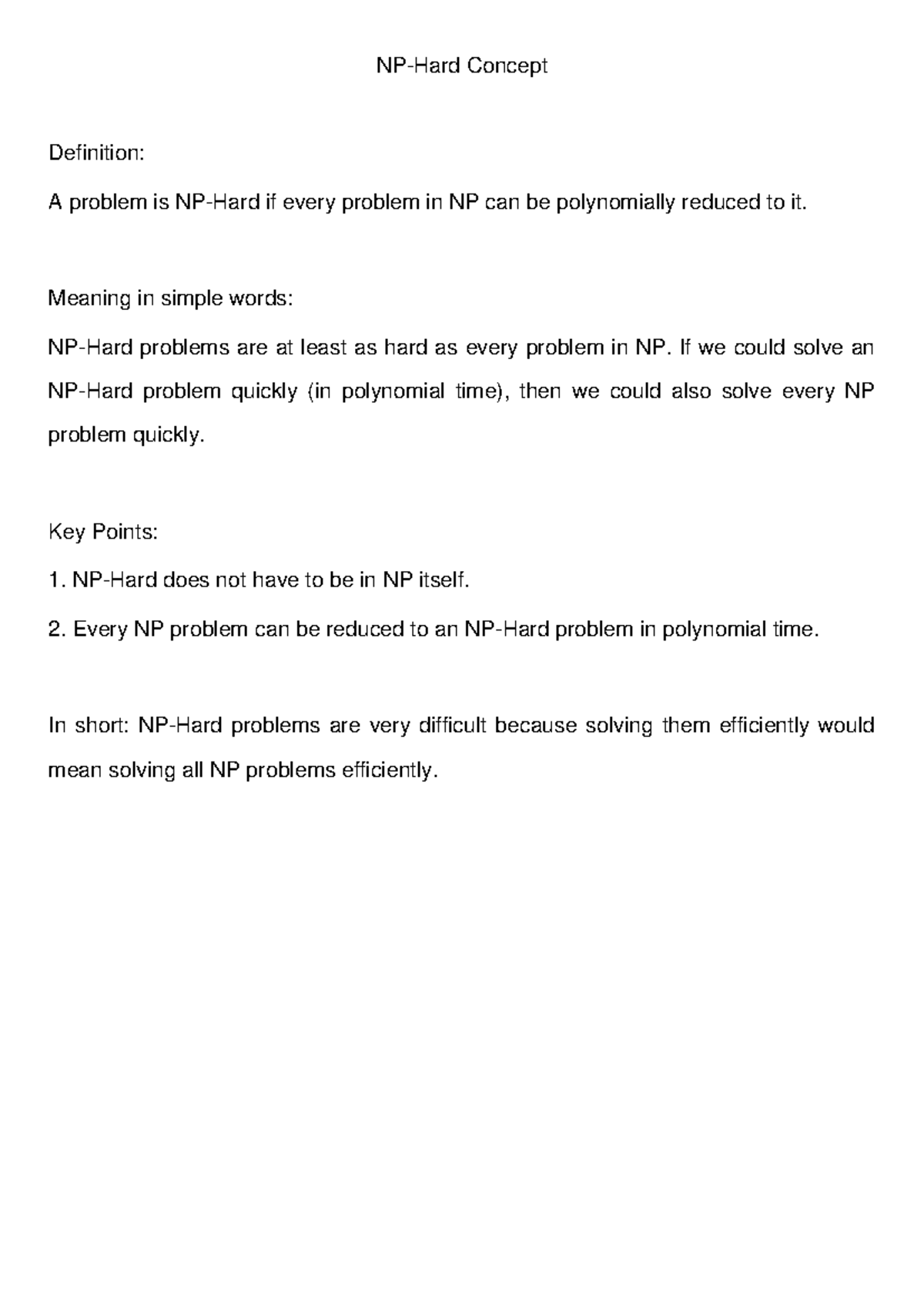 NP Hard Explanation - rgpv notes - NP-Hard Concept Definition: A ...
