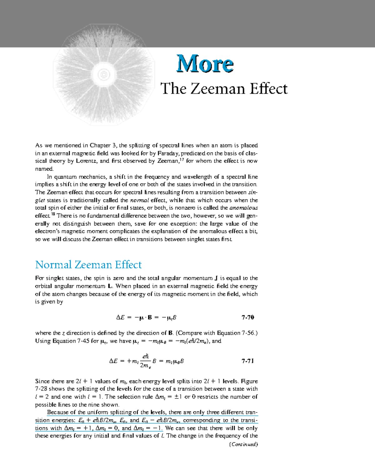 Zeeman Effect - Lecture Notes (Ch. 3) Overview & Analysis - Studocu