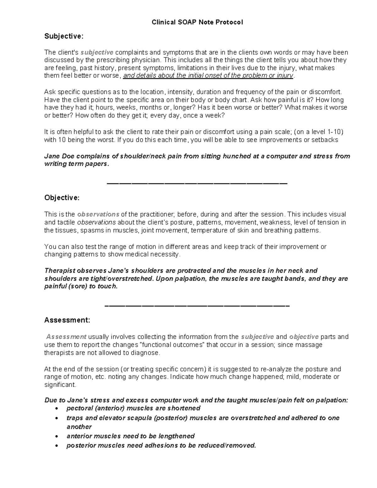 Clinical SOAP Note Protocol: Example & Guidelines for Practice - Studocu