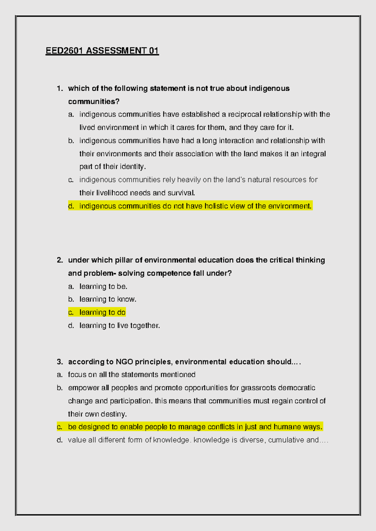 EED2601 Assessment 01 Study Questions and Answers - Studocu