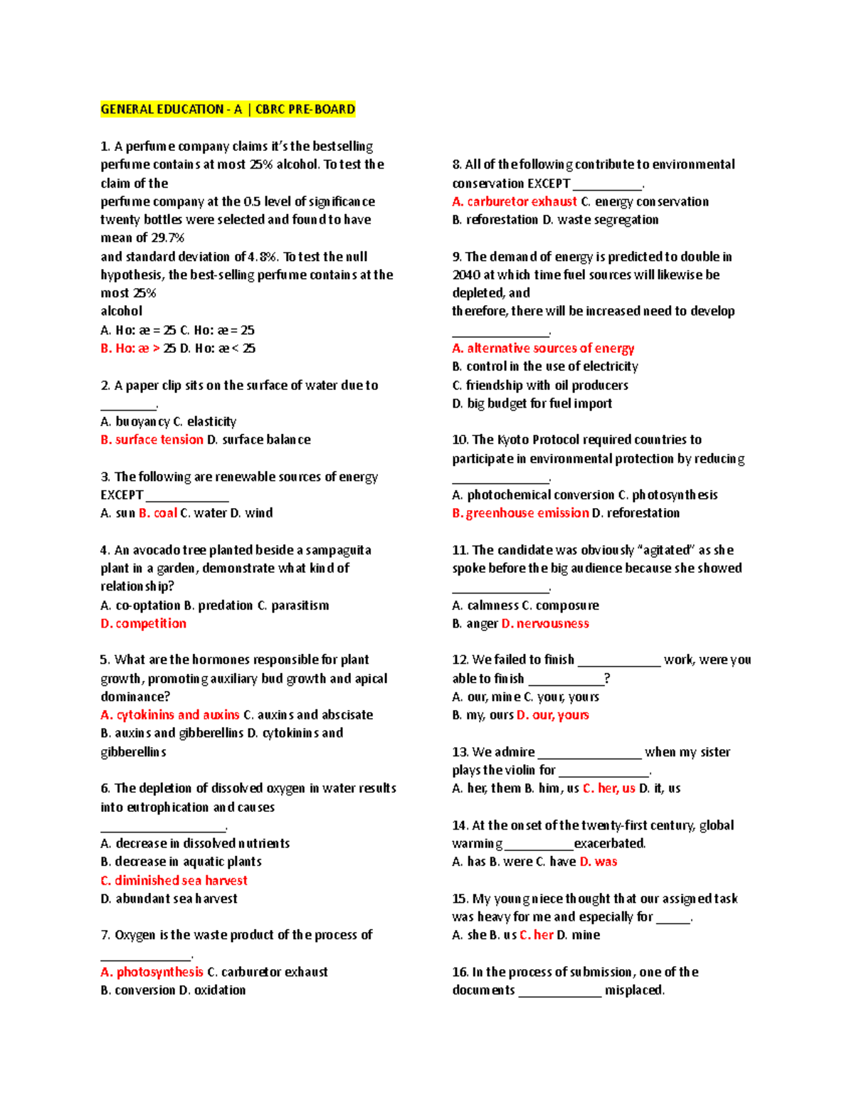 General Education A | CBRC Pre-Board Study Guide and Review - Studocu
