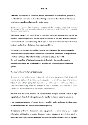 Unit 2 The Network Infrastructure for E Commerce - Unit 2: The Network Infrastructure for E ...