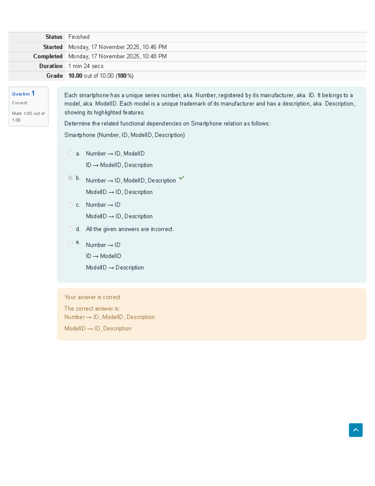 QUIZ 8 - Functional Dependencies & Finding Keys Review BK-LMS - Studocu