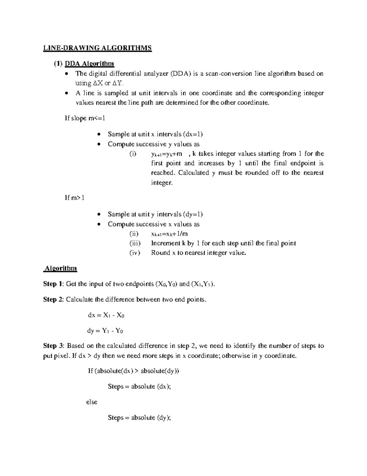 Algorithm - Computer Graphics with Opengl - LINE-DRAWING ALGORITHMS (1 ...