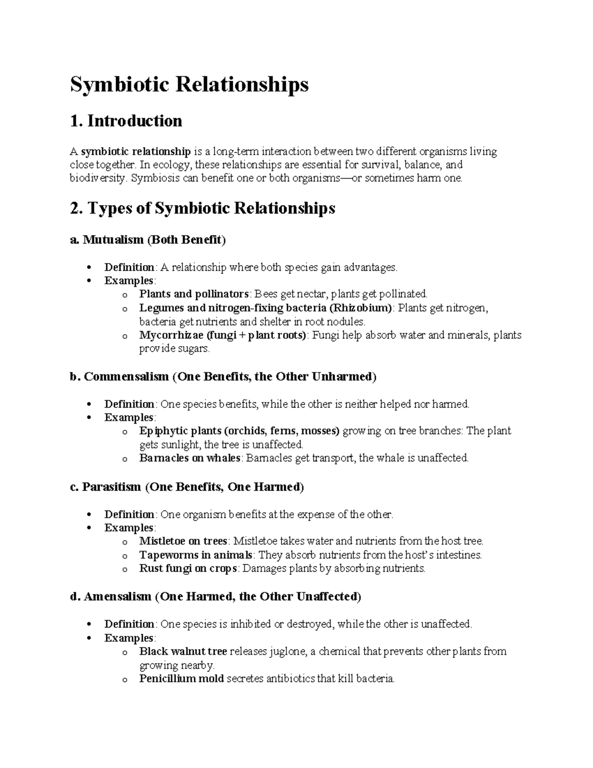 Symbiotic Relationships: Types and Examples Explained - Studocu