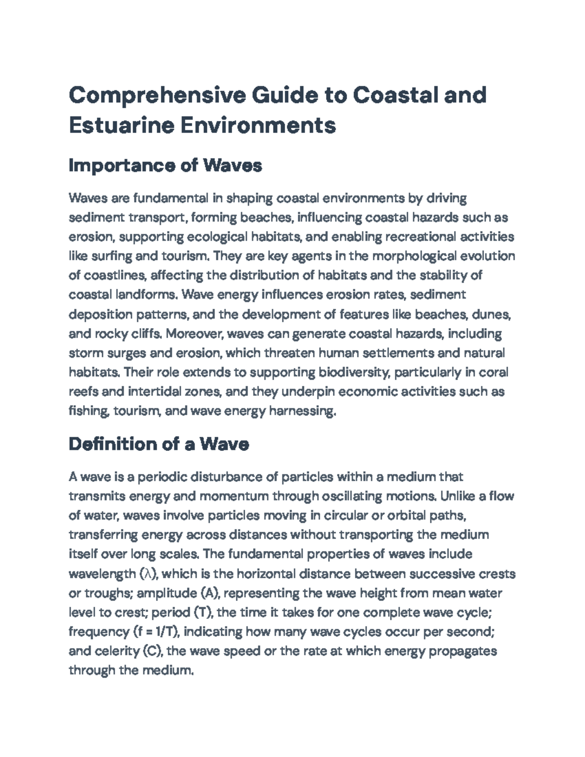 Comprehensive Guide to Coastal and Estuarine Environments (GEOS 101 ...