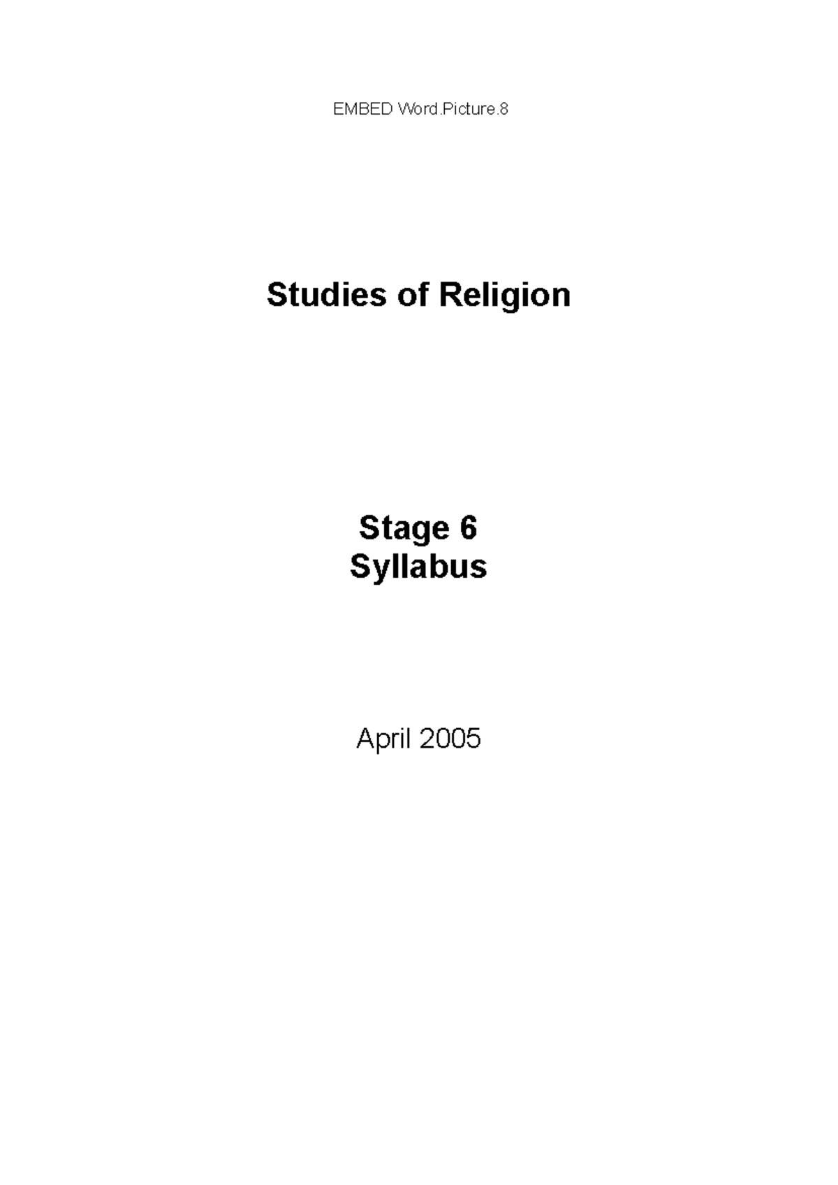 Studies of Religion Stage 6 Syllabus (2010 Update) - Studocu