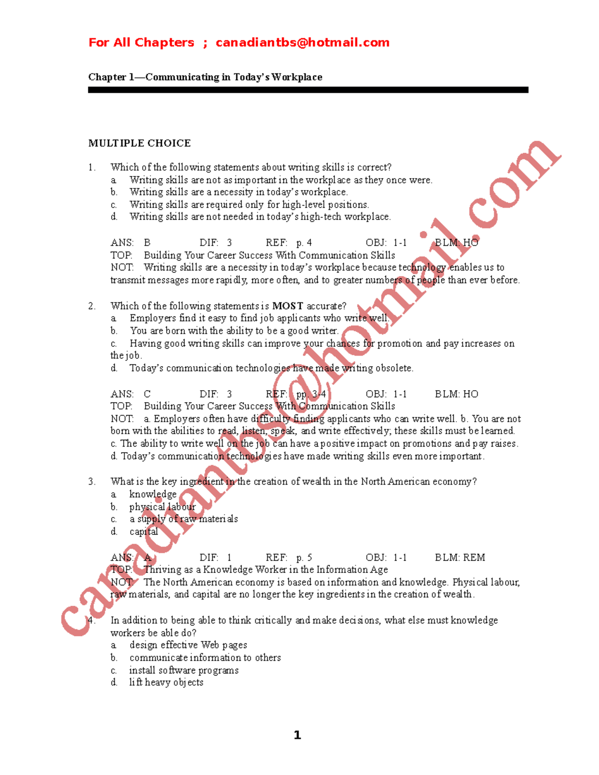 Test Bank and Solutions For Business Communication Process and Product ...