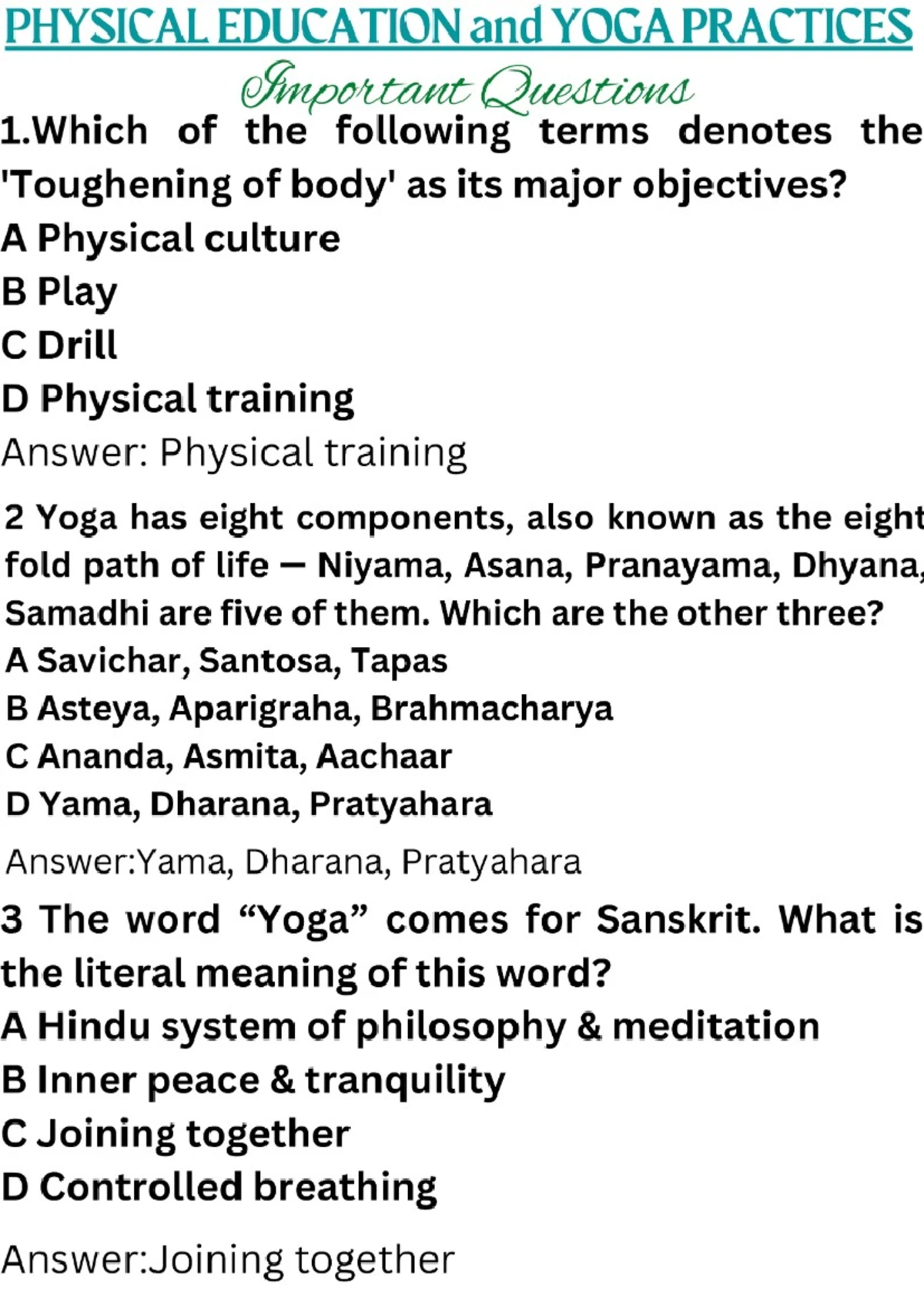 Physical Education and YOGA Practices 1 - Physical Education And Yoga ...