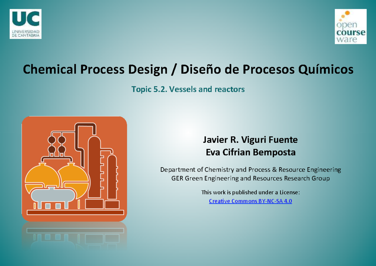 Chemical Process Design (GER): Vessels & Reactors Sizing Techniques - Studocu