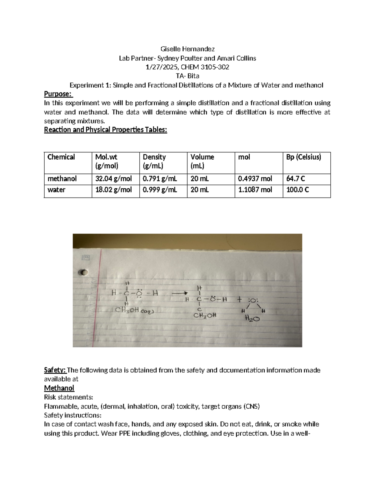 Experiment 1 lab report - Giselle Hernandez Lab Partner- Sydney Poulter ...