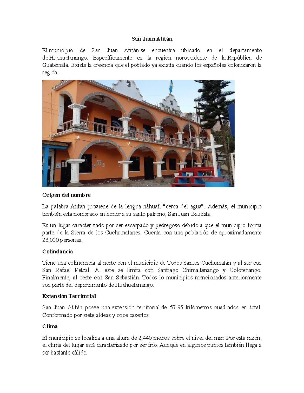 Info. San Juan Atitán - Datos sobre el Municipio de Huehuetenango, GT ...