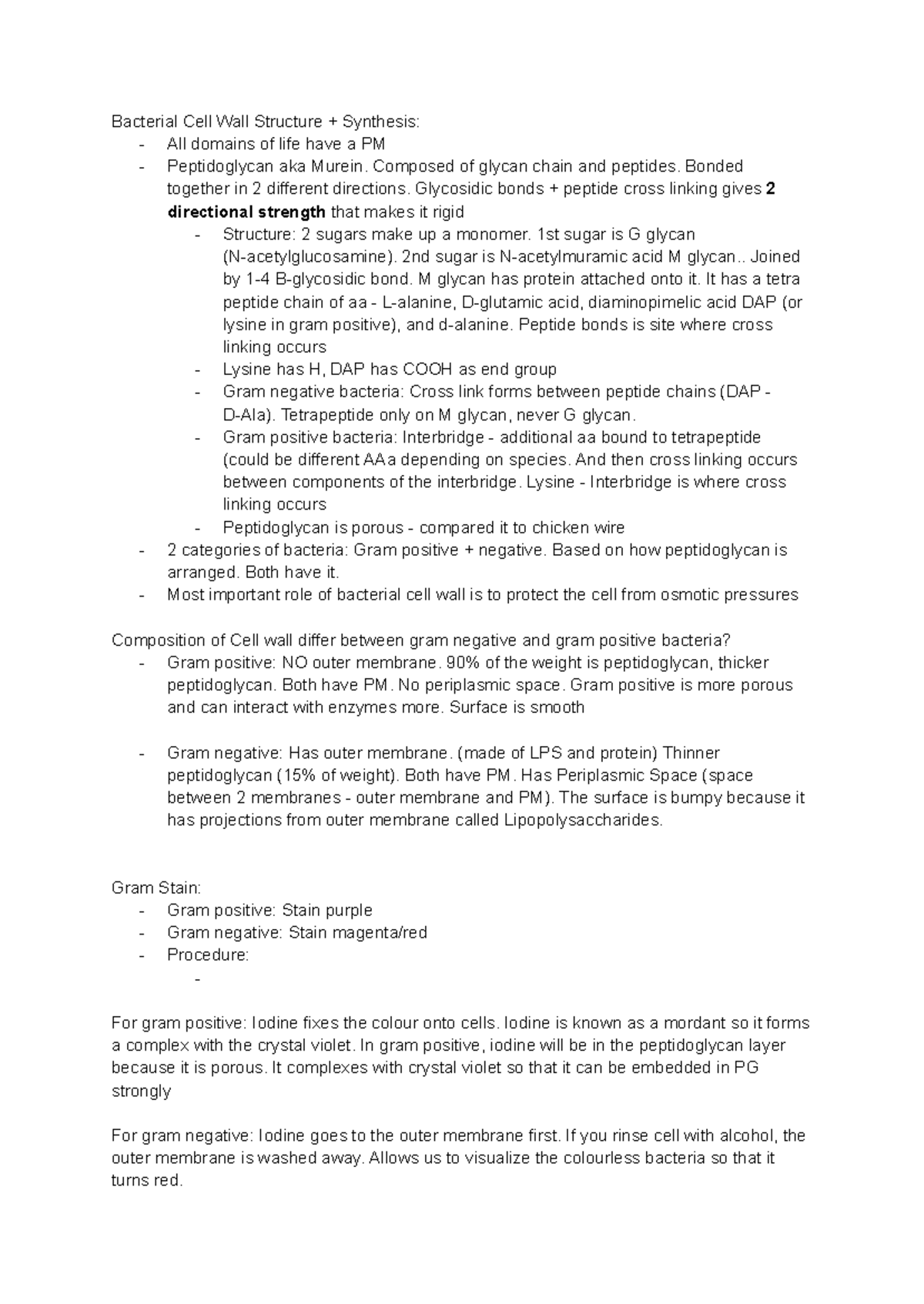 BIOL 3150 - Lecture 2: Bacterial Cell Wall Structure & Synthesis - Studocu
