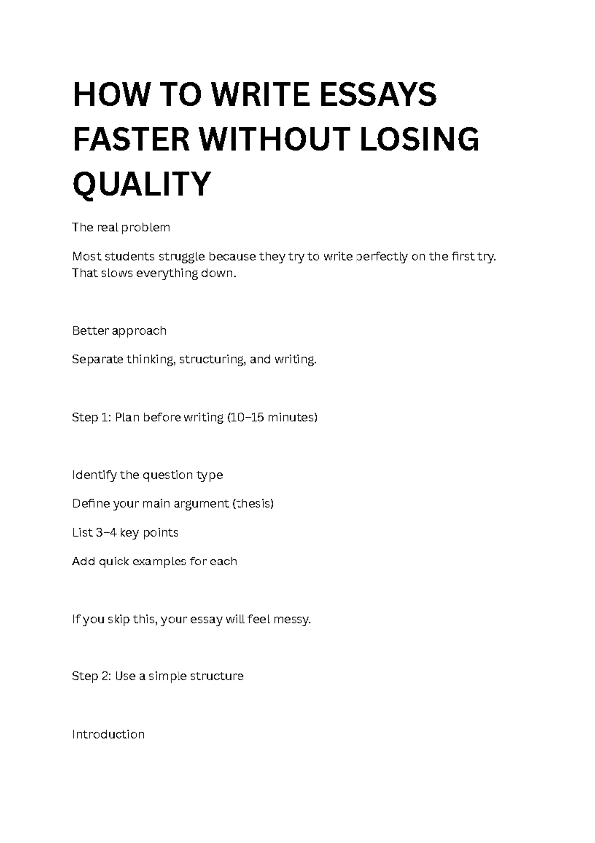 Effective Essay Writing Strategies: Speed & Quality (20260421) - Studocu