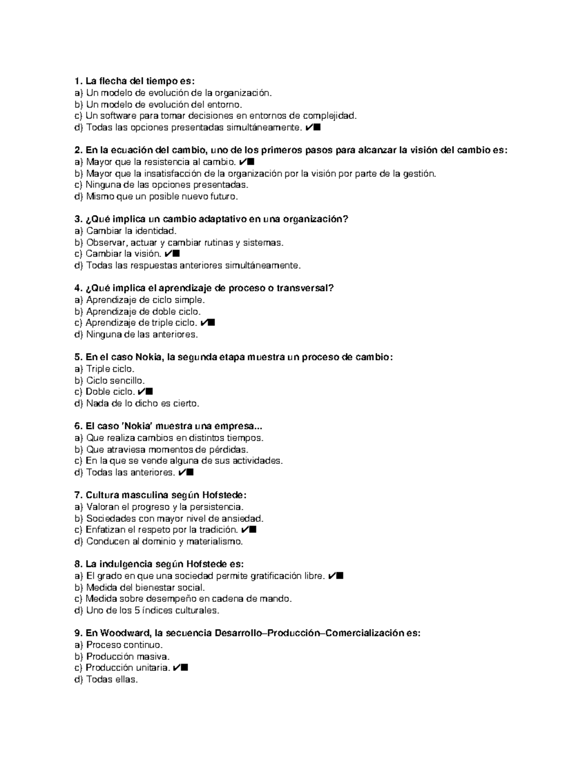 Examen Resuelto TEDO 3º Parcial: Teoría del Cambio y Cultura ...