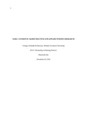 D219 Task 1 - Task 1 passed - Task 1 Olivia Starla Hidrogo College of ...