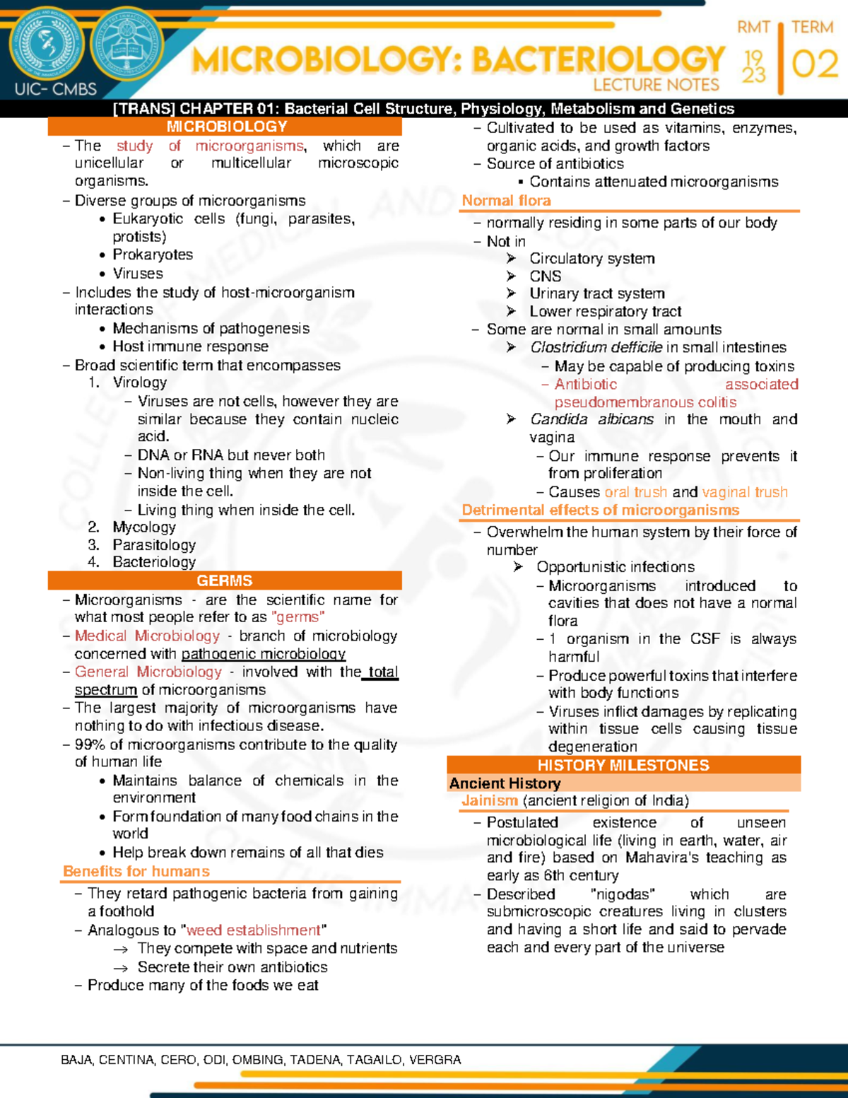 Microbiology - CH1: Bacterial Cell Structure, Physiology & Genetics - Studocu
