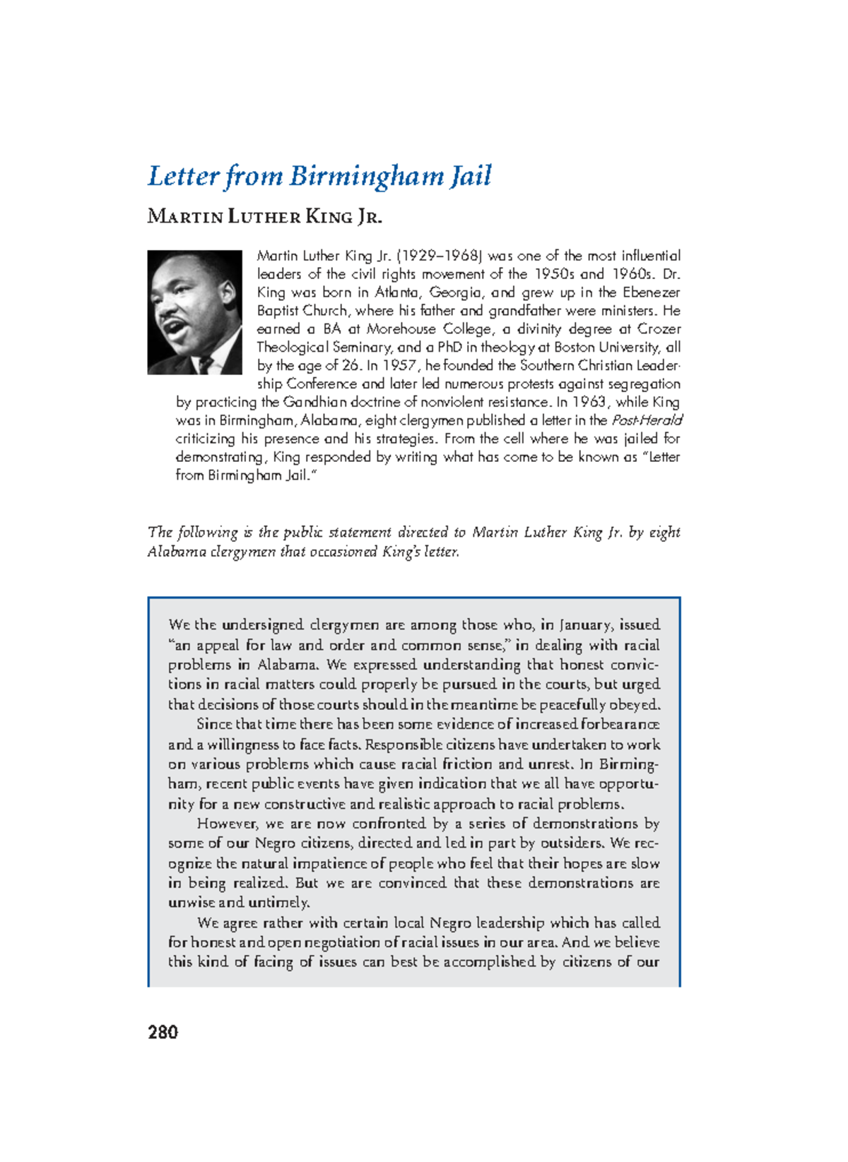 MLK - Letter from Birmingham Jail: Analysis & Rhetorical Strategies ...