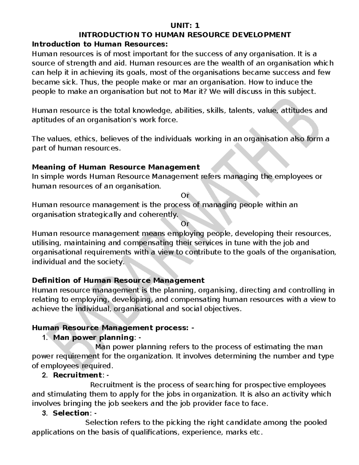 HRD UNIT-1: Intro to Human Resource Development Concepts and Practices ...